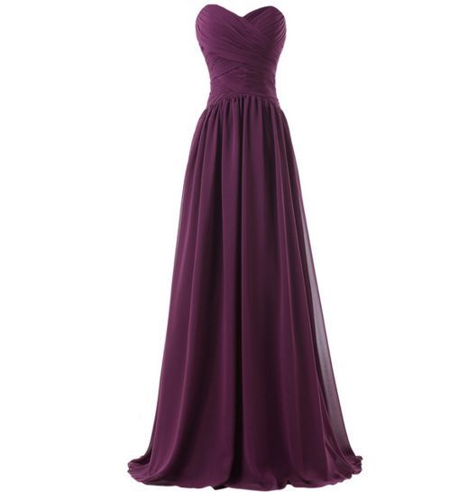 Simple Purple Chiffon Sweetheart Long Bridesmaid Dresses 2016, Simple ...